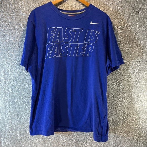 Nike | Shirts | Nike Mens Xxl Blue Fast Is Faster Regular Fit Short ...